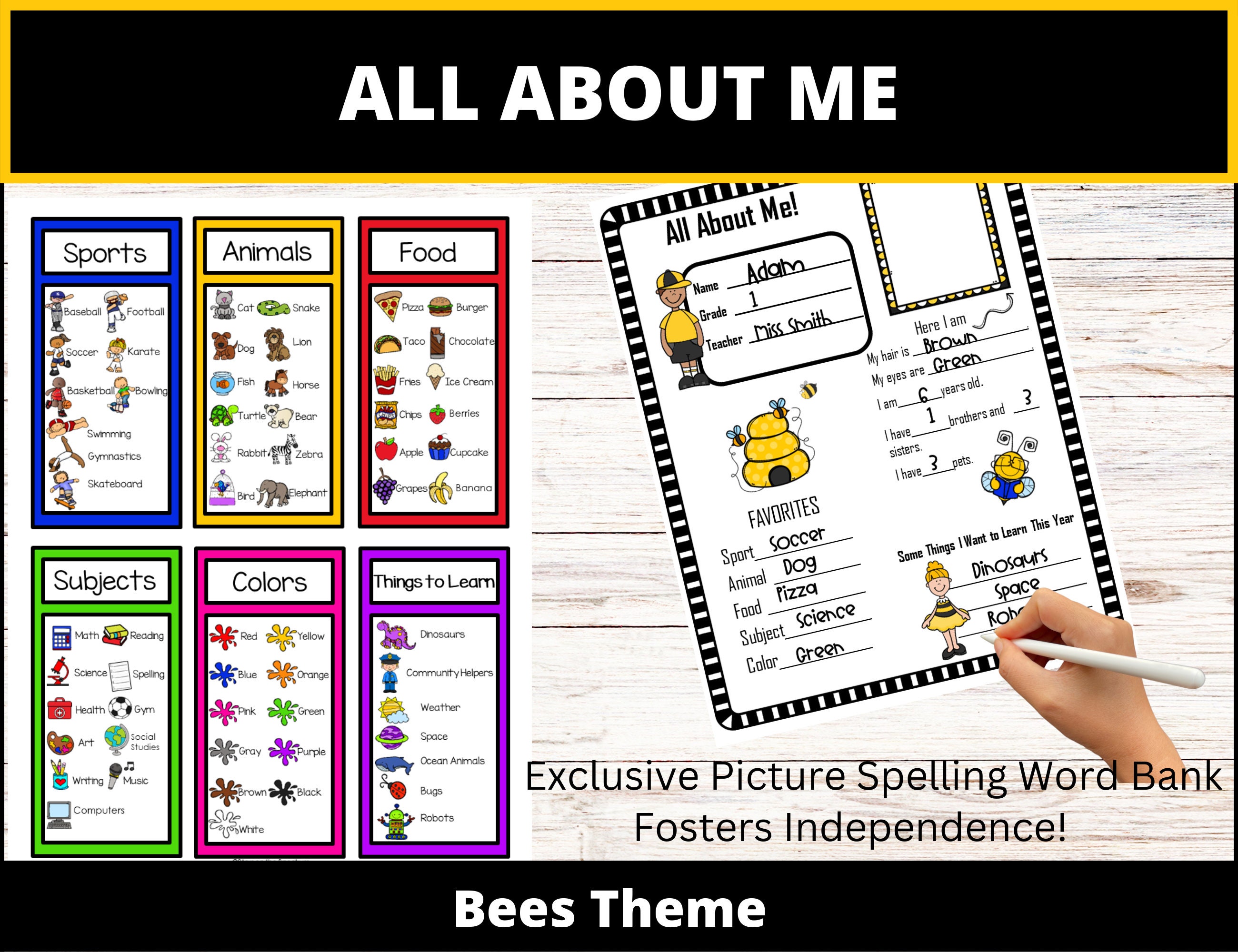 All About Me Worksheets Posters Signs Prek 1st Back to School ...