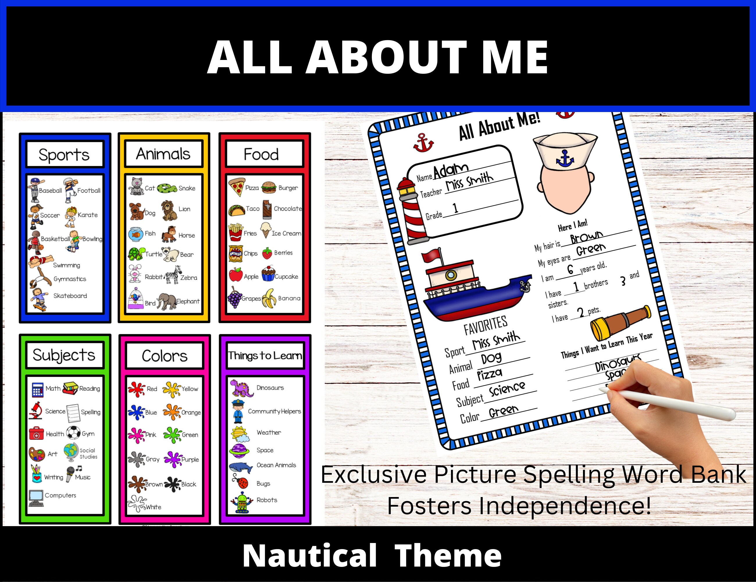 All About Me Worksheets Posters Signs Prek - 1st Back to School ...