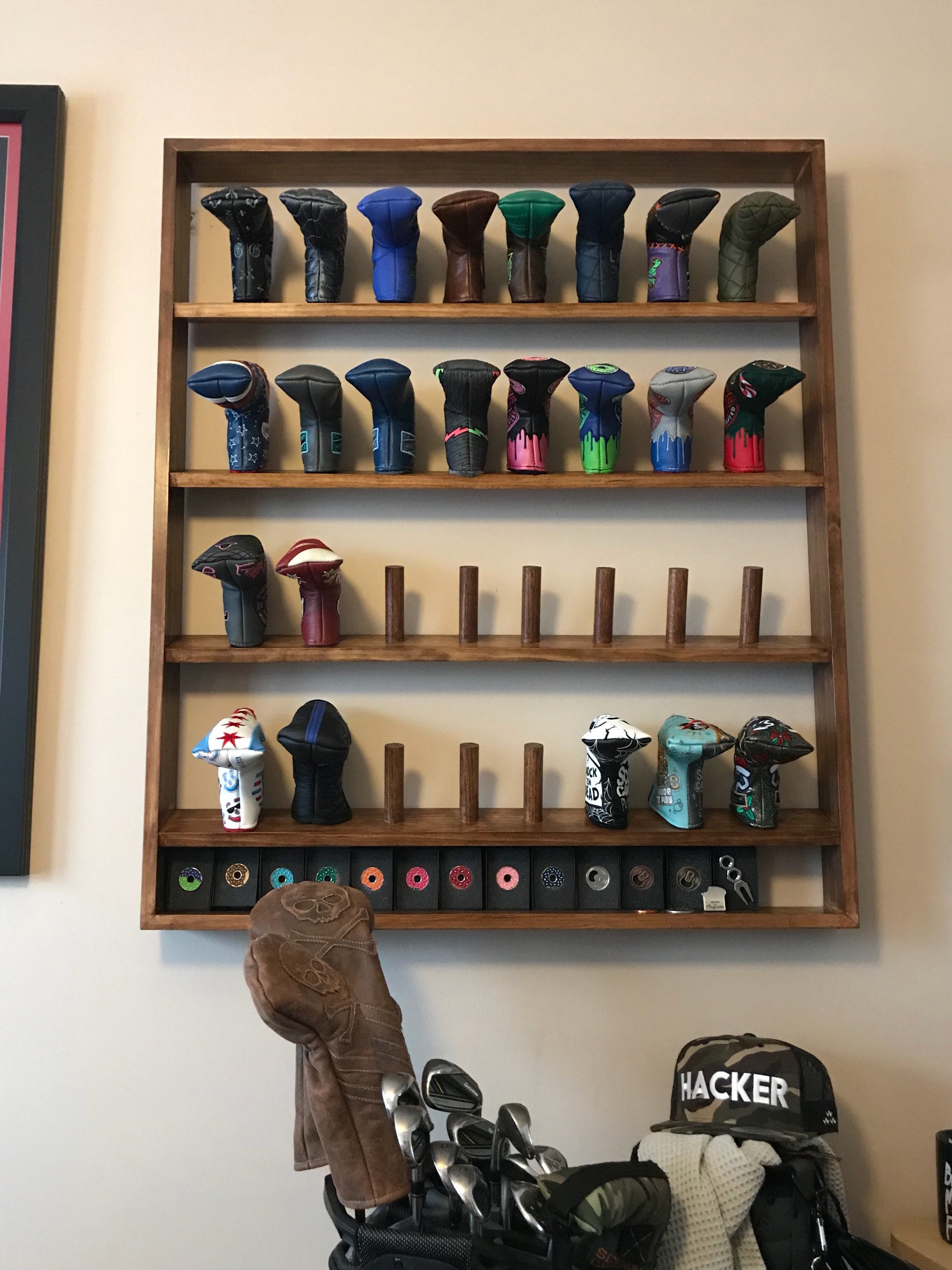 Golf Putter Cover Display Rack (32) / Stained Display Case Golf ...