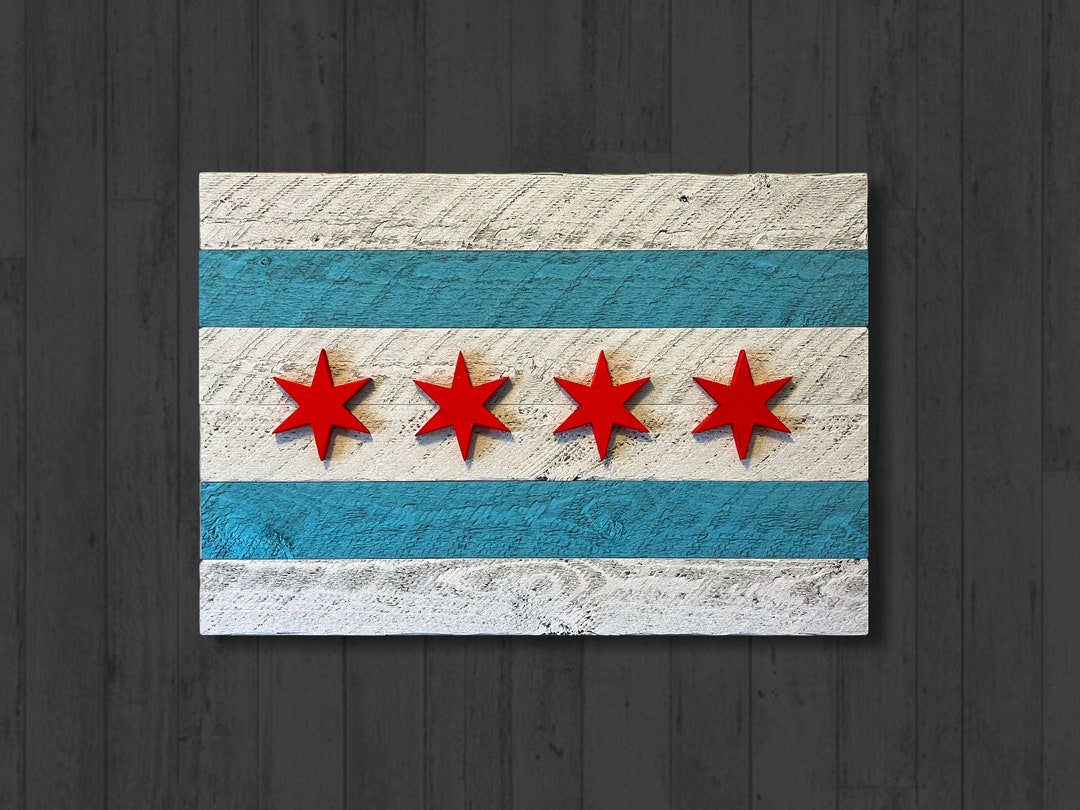 Chicago Flag Rustic Barnwood Wall Decor / Rustic Wood Chicago Flag Wall ...