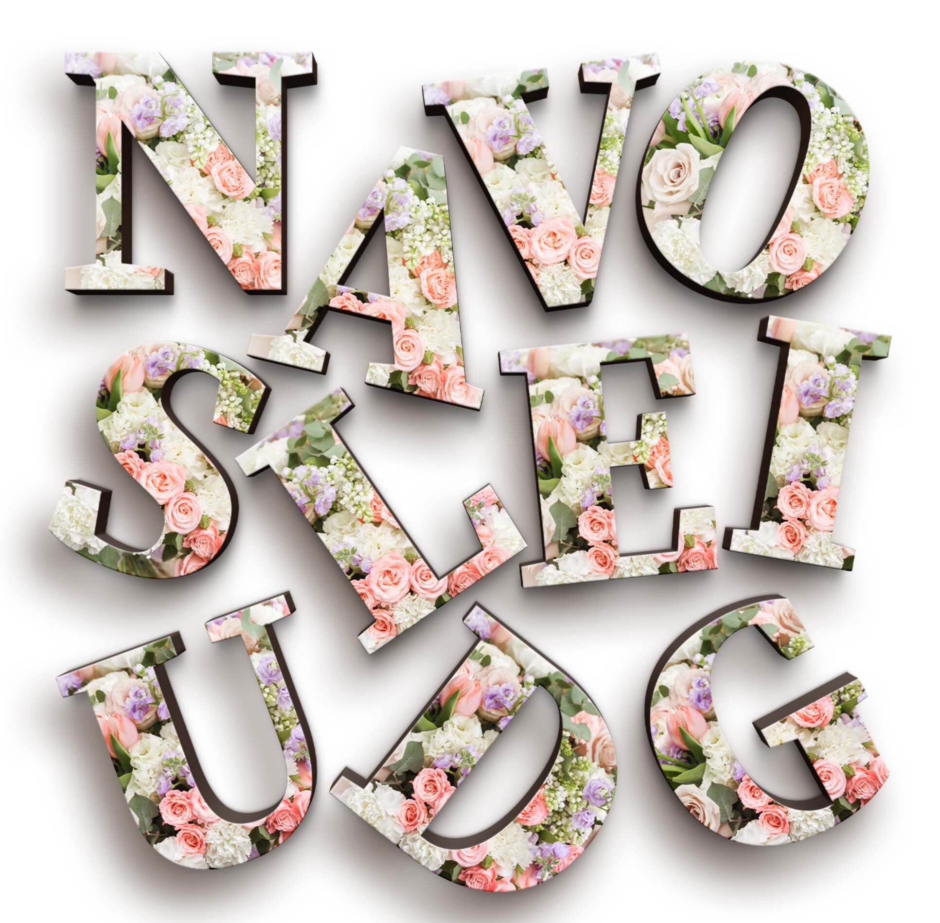 Carnations Flower Wooden Letters Nursery Room Decor Wood | Etsy