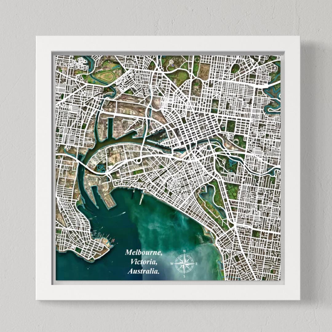 Melbourne City, Vic, Australia Map / Custom Wooden Map of Any Country ...