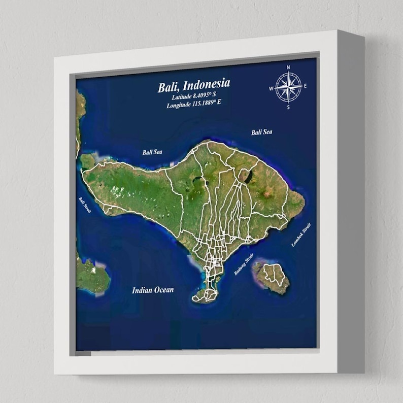 Bali Map / Custom Wooden Map of Any Country or City in World / Laser ...