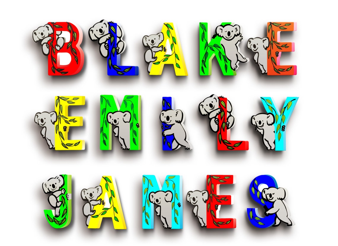 Nursery Wooden Letters Koala Letters Wood Name Letters - Etsy Australia