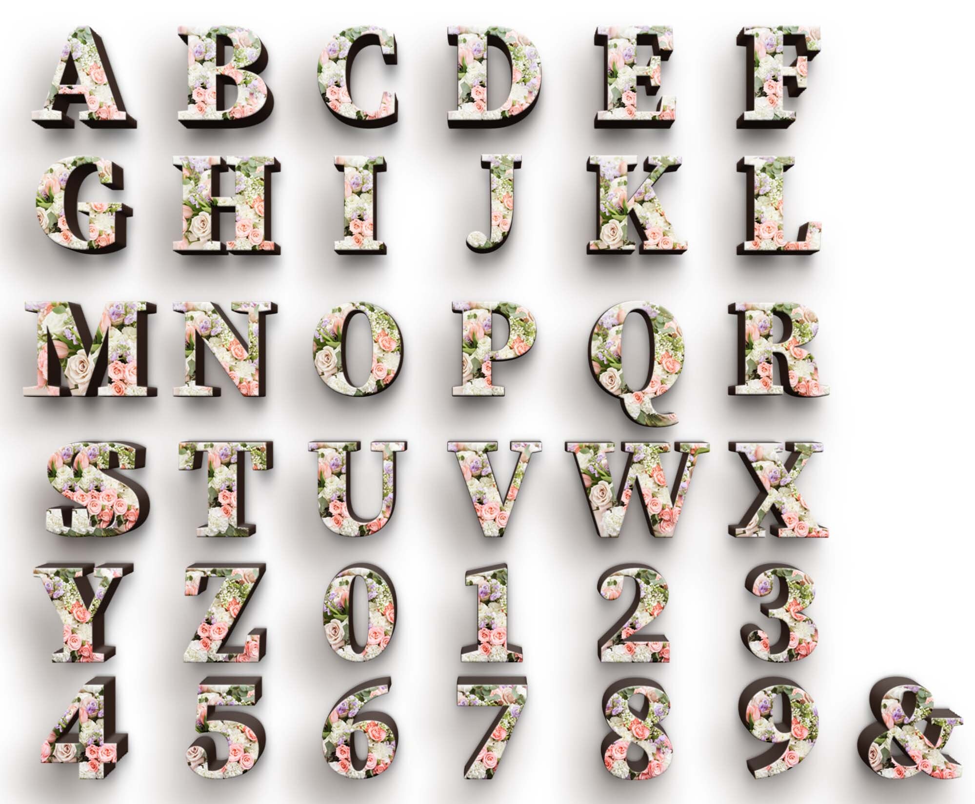 Carnations Flower Wooden Letters Nursery Room Decor Wood | Etsy