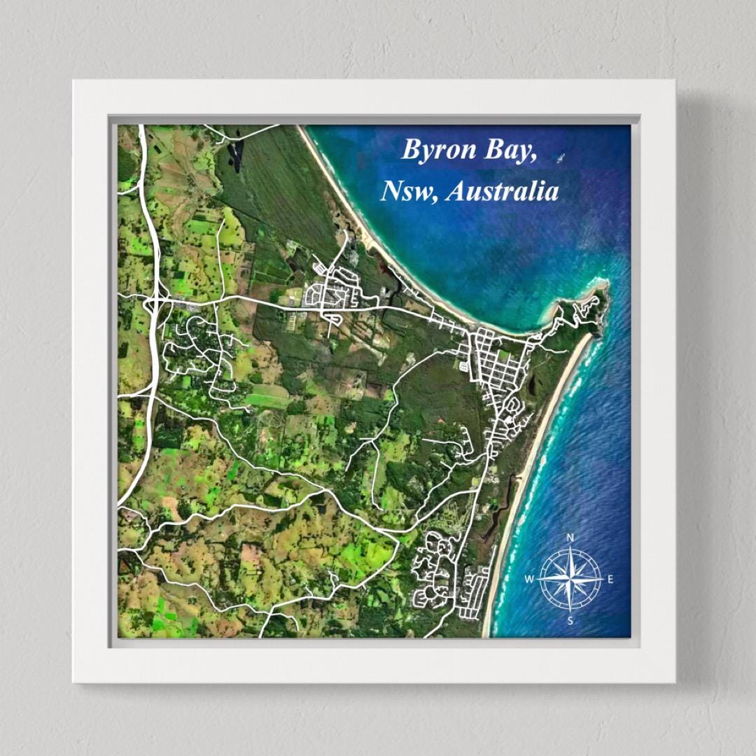 Byron Bay, NSW, Australia Map / Custom Wooden Map of Any Country or ...