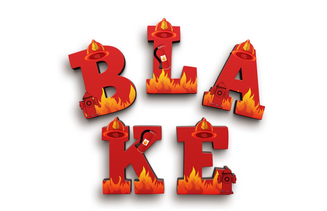 Firefighter Fireman Firewoman Font Wooden Letters Wood - Etsy