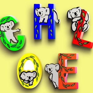 Nursery Wooden Letters Koala Letters Wood Name Letters - Etsy Australia