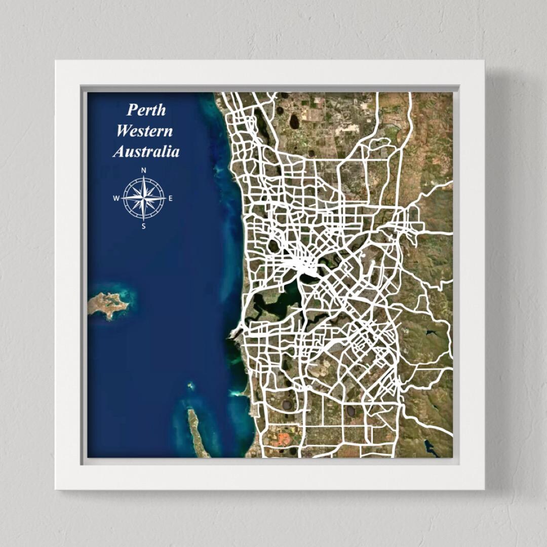 Perth, WA, Australia Map / Custom Wooden Map of Any Country or City in ...