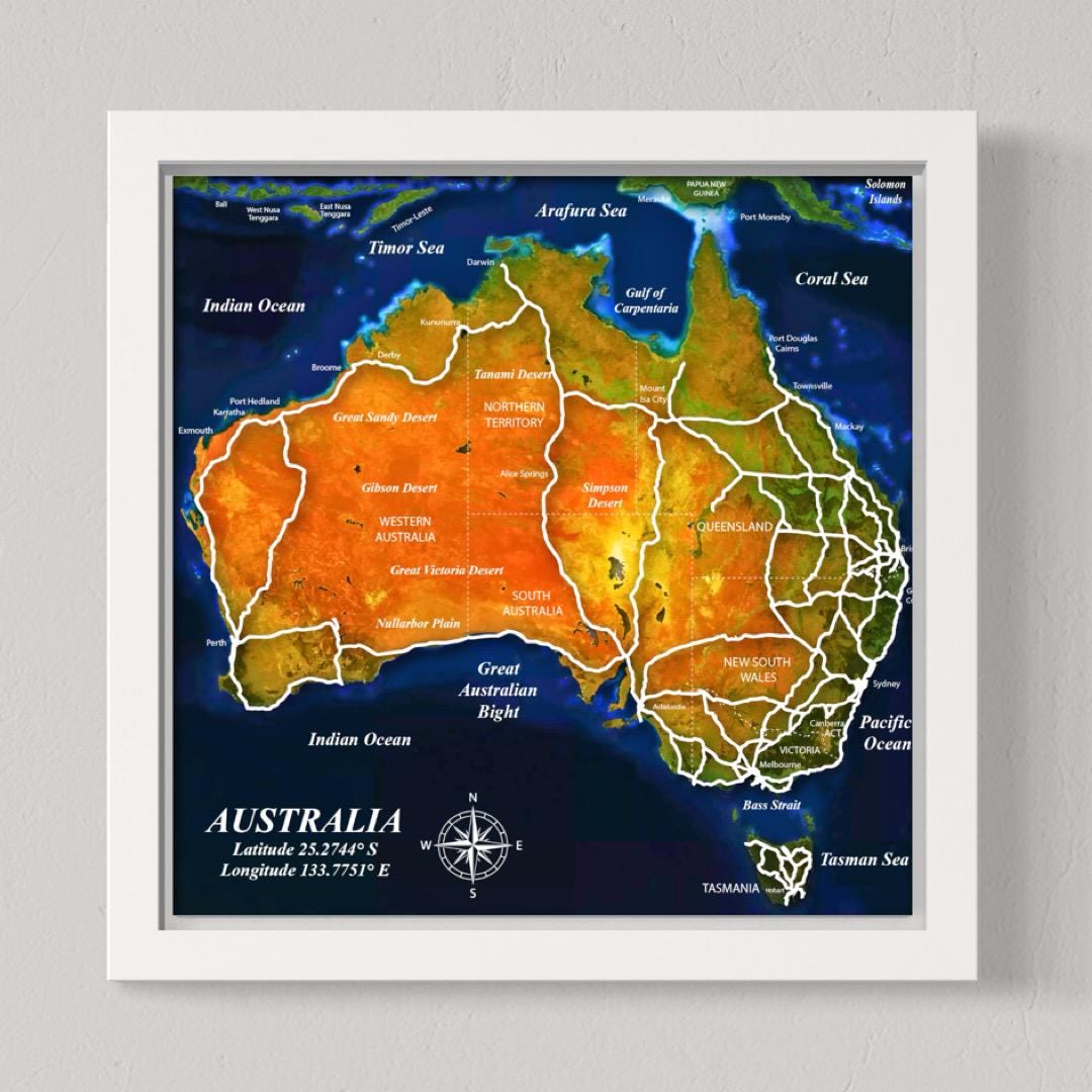 Australia Map / Custom Wooden Map of Any Country or City in World ...