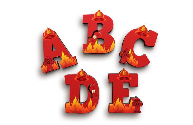 Firefighter Fireman Firewoman Font Wooden Letters Wood - Etsy