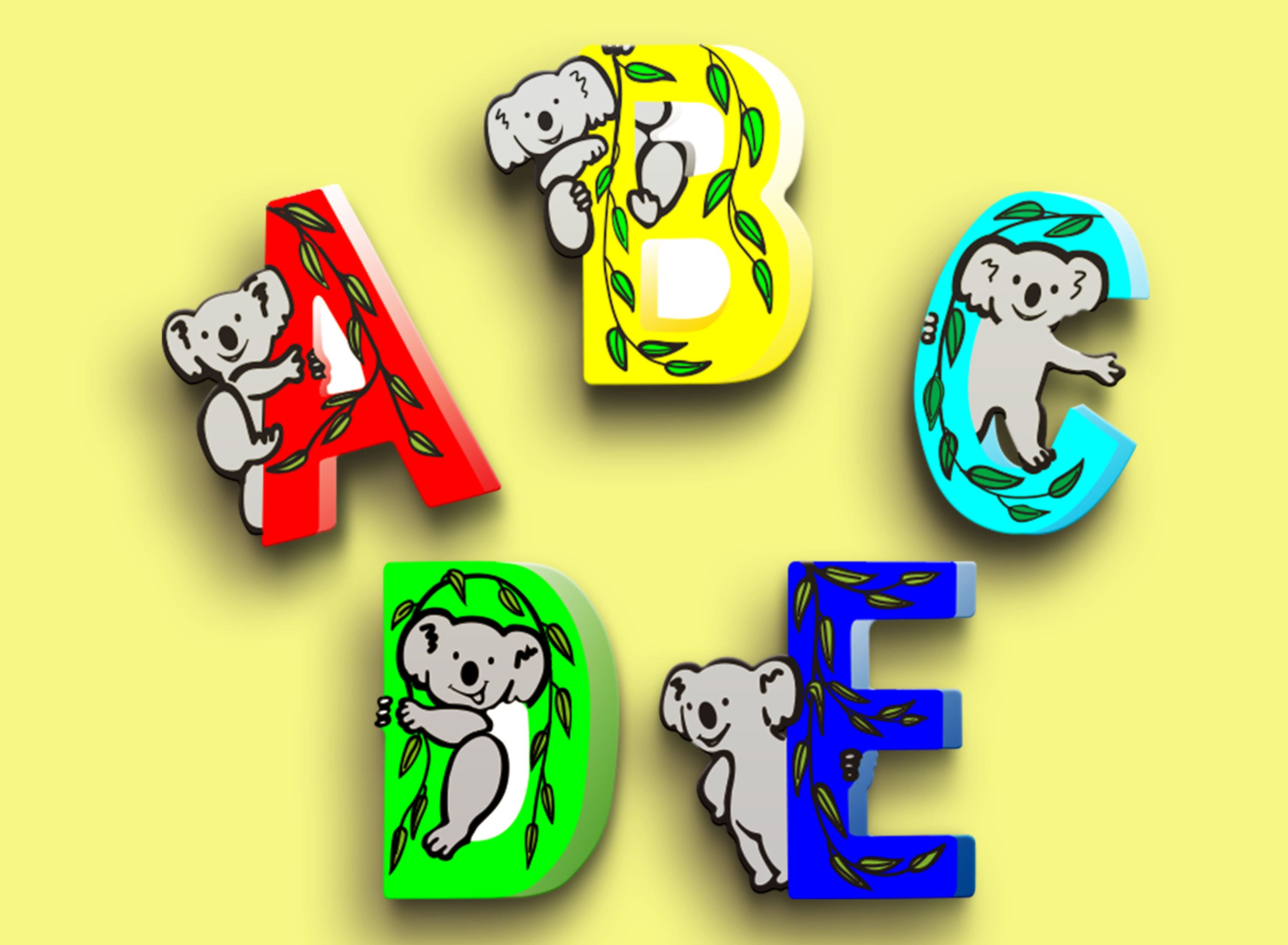 Nursery Wooden Letters Koala Letters Wood Name Letters | Etsy
