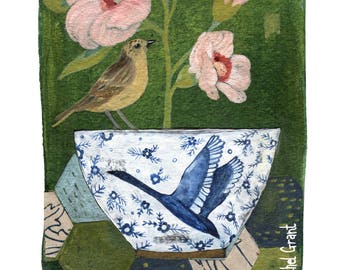 Swan Bowl Art Print by Rachel Grant | A4 - Etsy