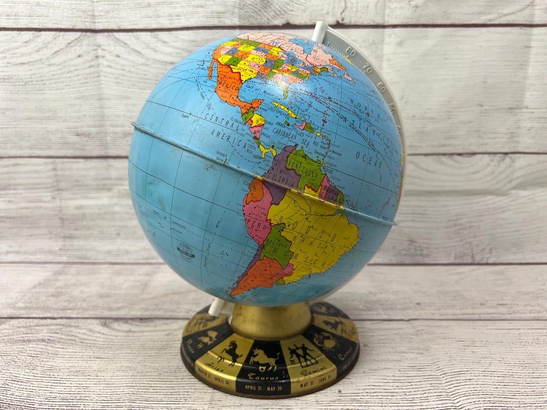 Vintage Ohio Art Globe With Zodiac Signs on Base - Etsy