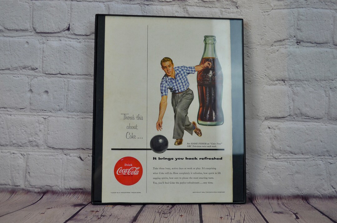 Framed Coca-cola Ad With Eddie Fisher From 1954 National Geographic - Etsy