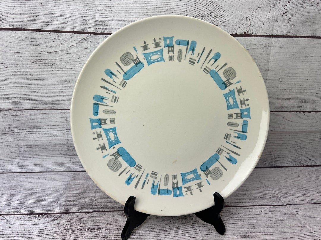 Mid Century Modern "blue Heaven" Pattern Plate/platter - Etsy