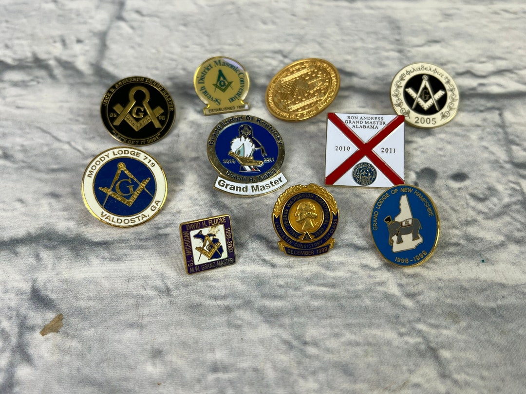 Set of 10 Vintage Masonic Pins - Georgia, N. Hampshire, Kentucky ...