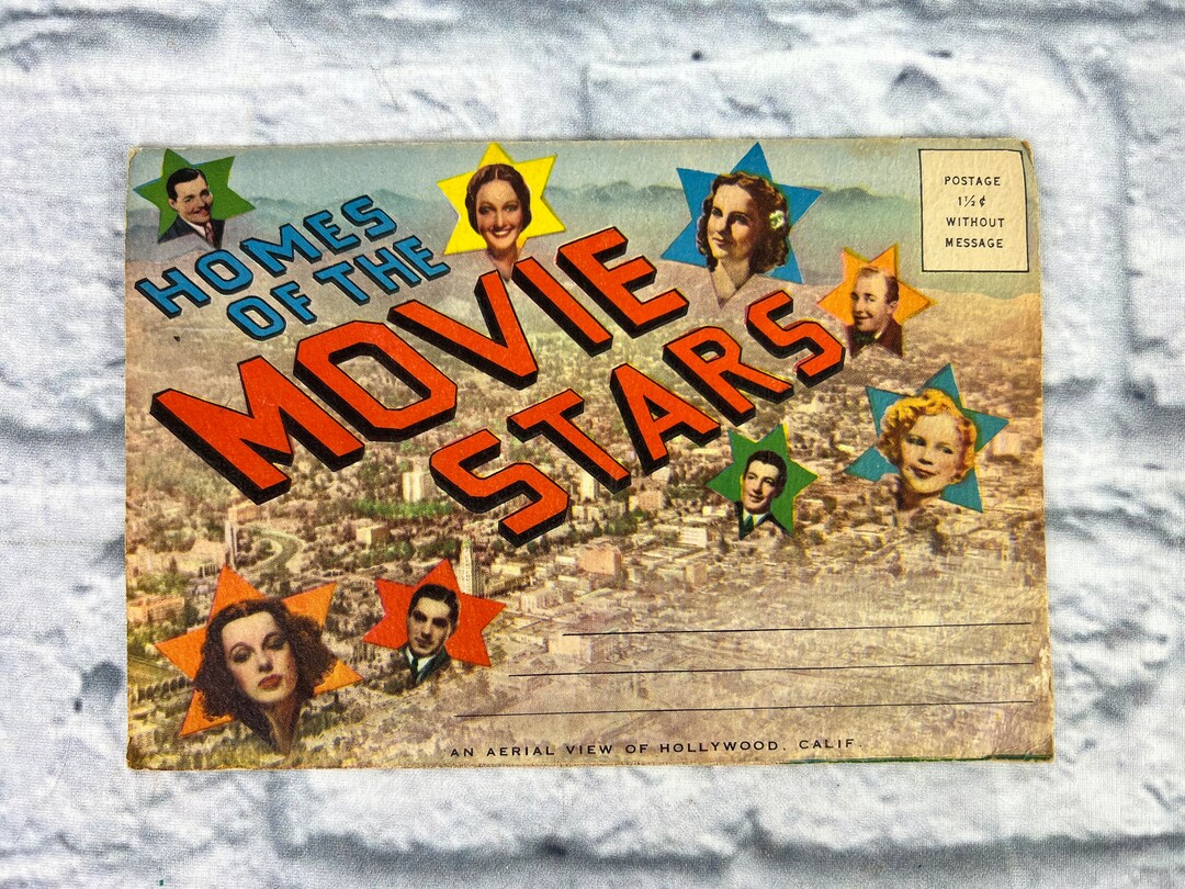 Vintage 1940s Homes of the Movie Stars Postcard Folder - Etsy