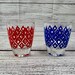 Set of Two French Red and Blue Diamond Pattern Shot Glasses - Etsy