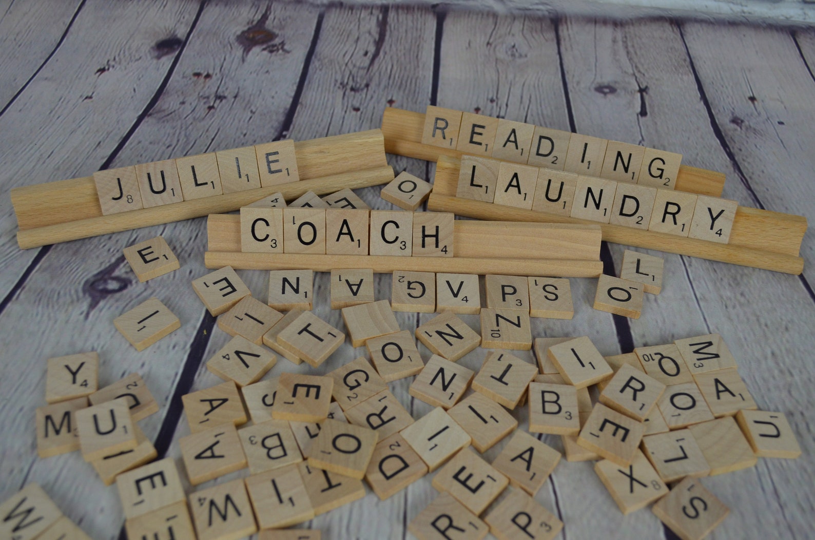 Custom Made Scrabble Tile Letter Tray Desk Name Plate | Etsy