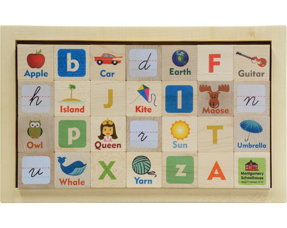 Wooden ABC Letter Picture Blocks | Etsy