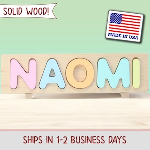 Solid Wood Pastel Name Puzzle up to 12 Letters With Props - Etsy