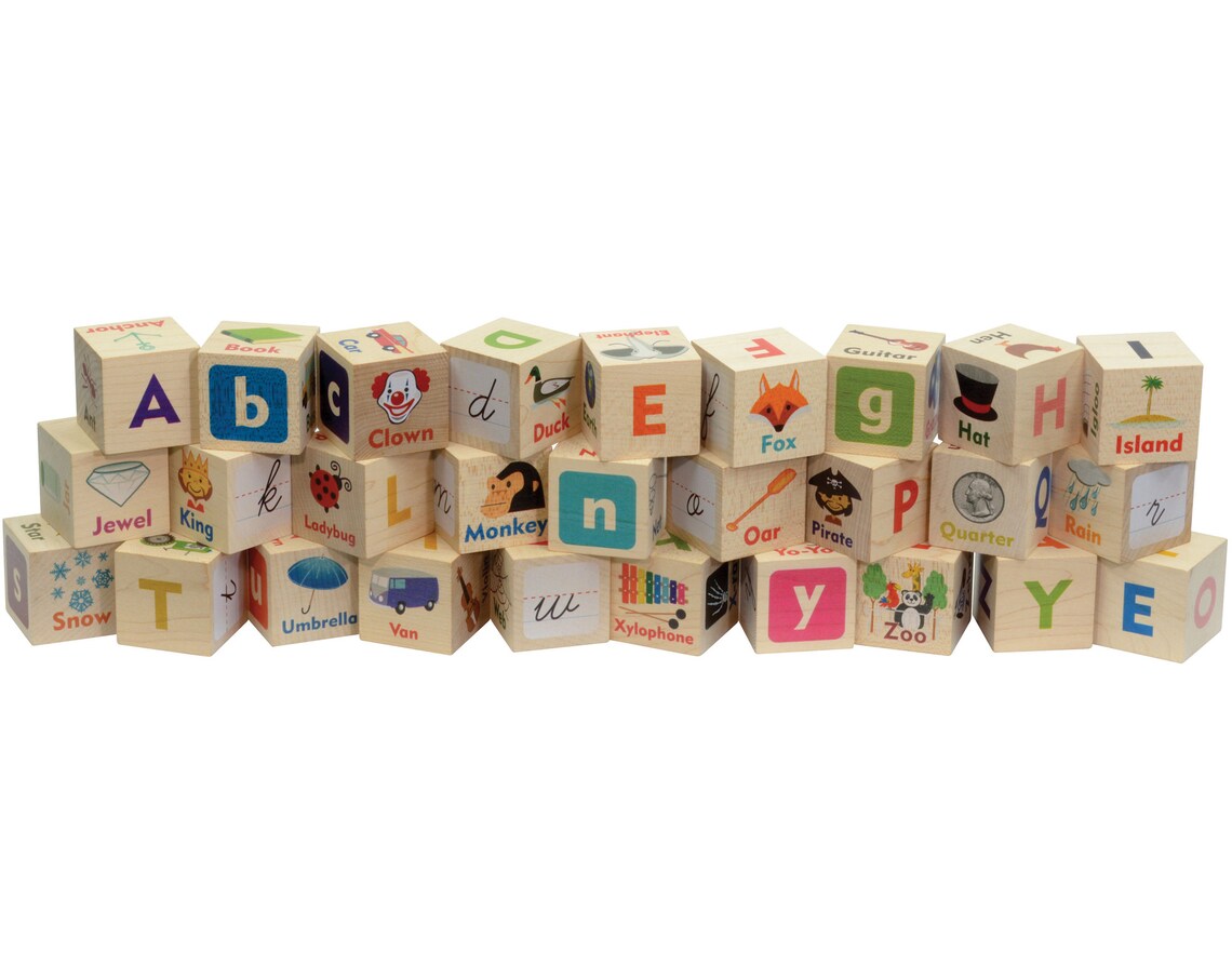 Wooden ABC Letter Picture Blocks - Etsy