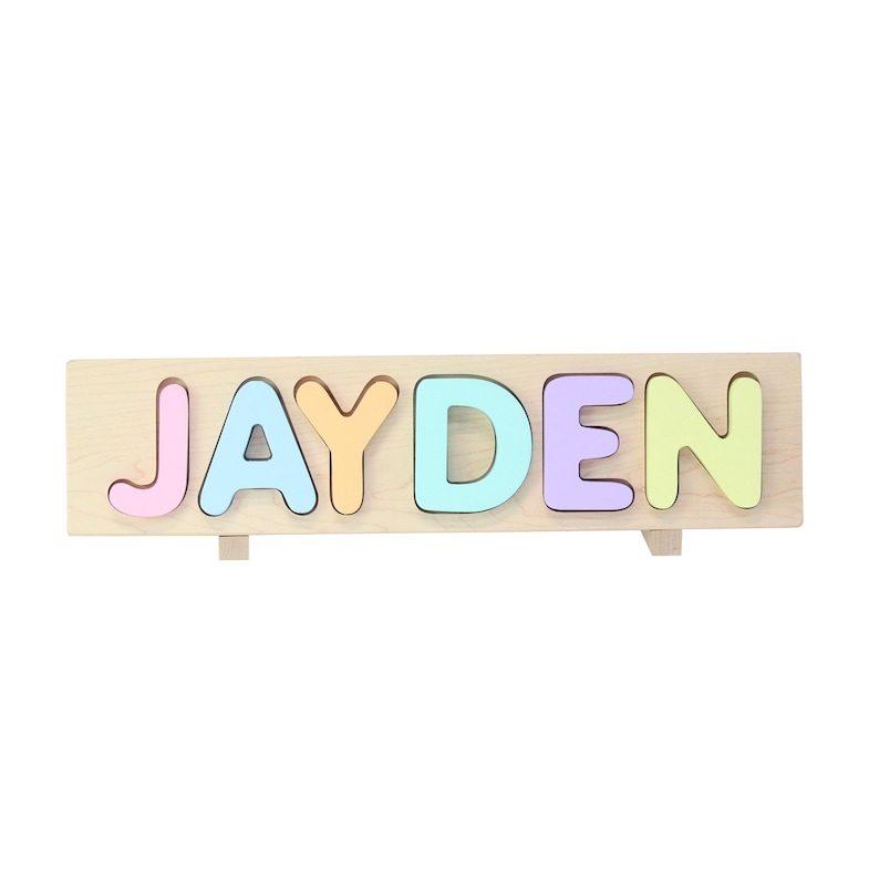 Solid Wood Pastel Name Puzzle up to 12 Letters With Props - Etsy