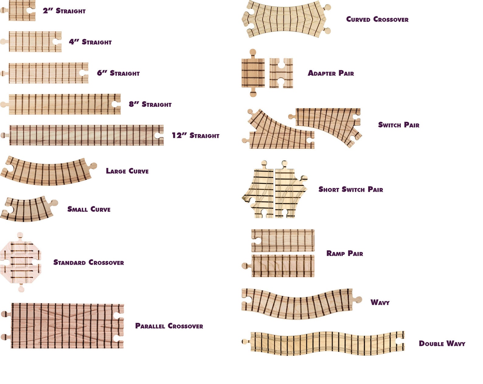 Nametrains Wooden Train Track Buy by the Piece - Etsy