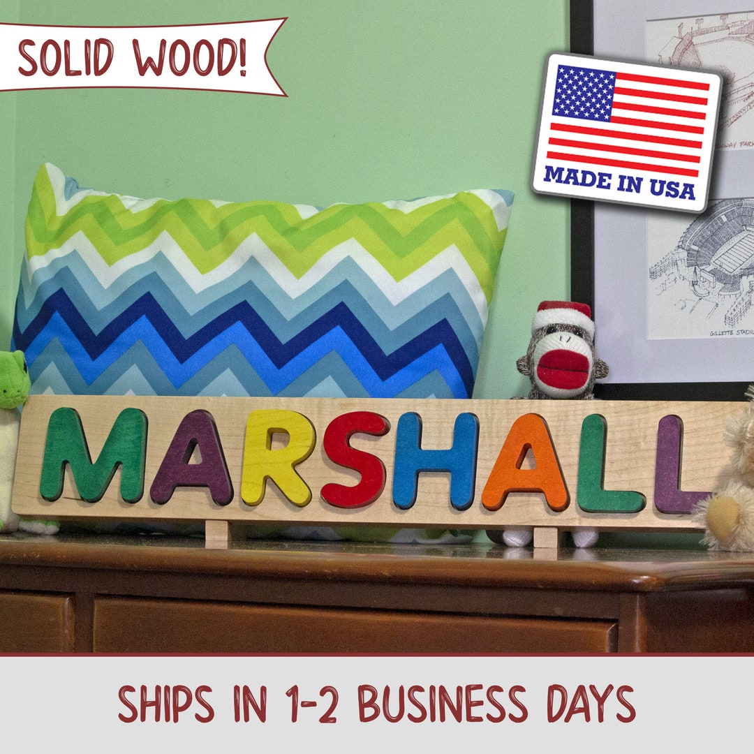 Solid Wood Name Puzzle up to 12 Letters With Props - Etsy