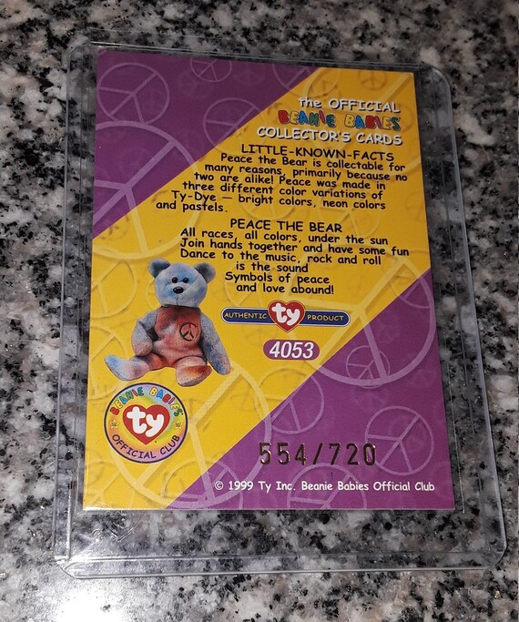Ty Peace Bear Beanie Babies Trading Card Vintage First Edition - Etsy