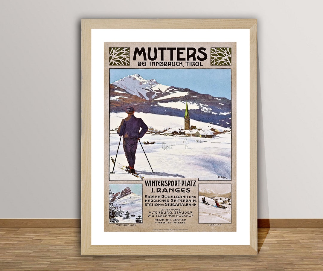 Mutters Bei Innsbruck, Tirol, Austria Cartel de viaje vintage - Cartel ...
