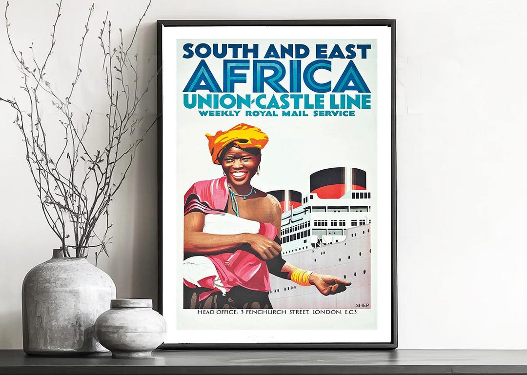 Vintage South Africa Travel Poster: Union Castle Line Art Print - Etsy