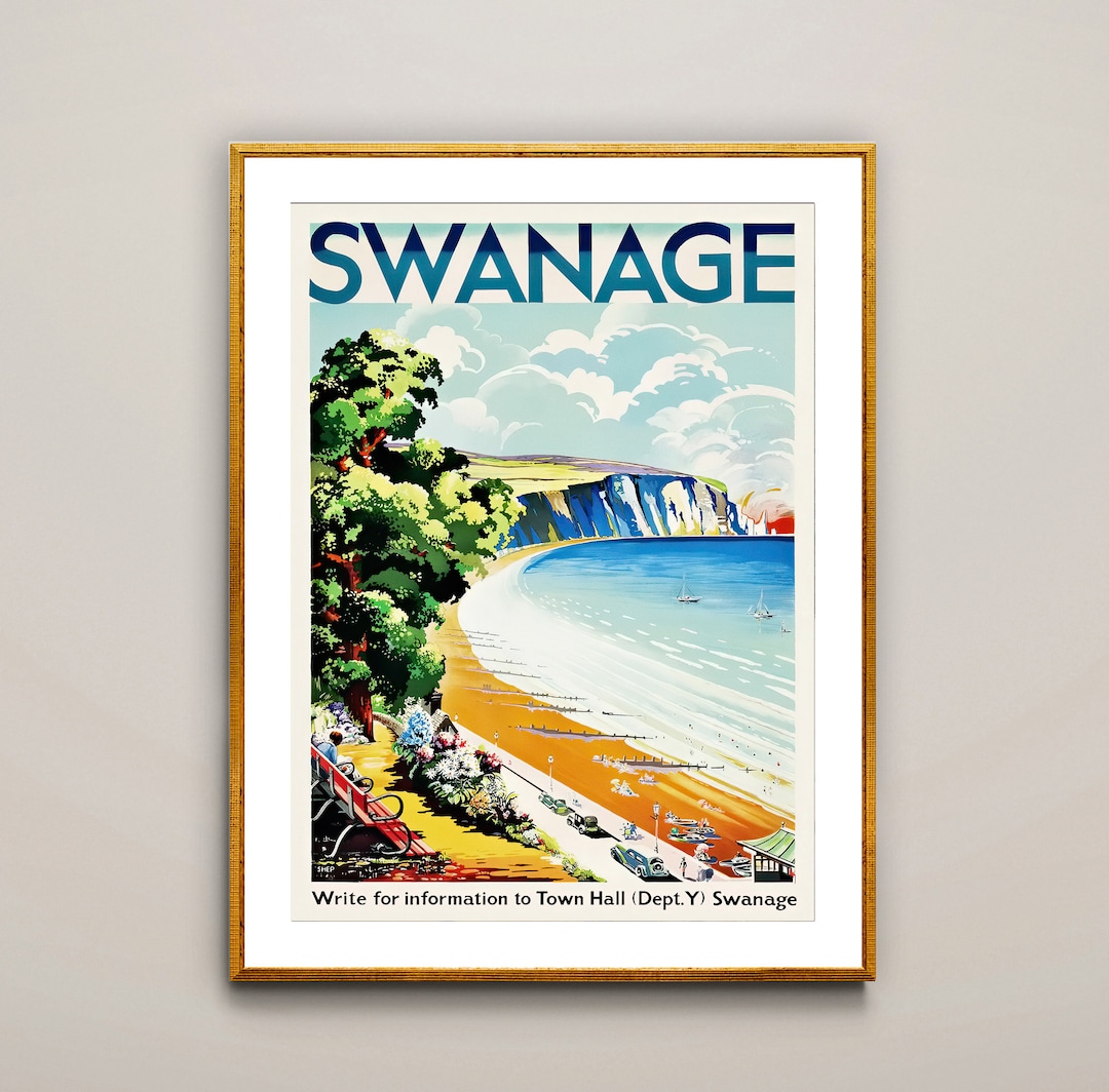 Swanage, England Vintage Travel Poster - Poster Paper or Canvas Print ...