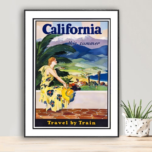 California Vintage Travel Poster Los Angeles Wall Art Print - Etsy