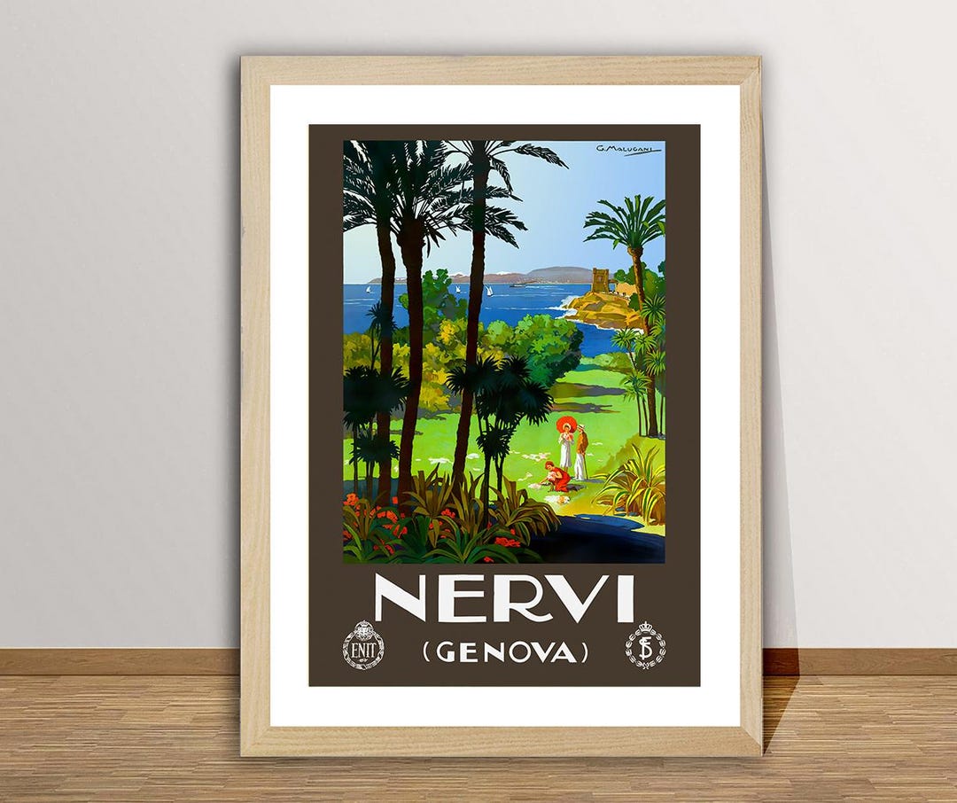 Vintage Nervi, Genova, Italy Travel Poster Art Print - Etsy