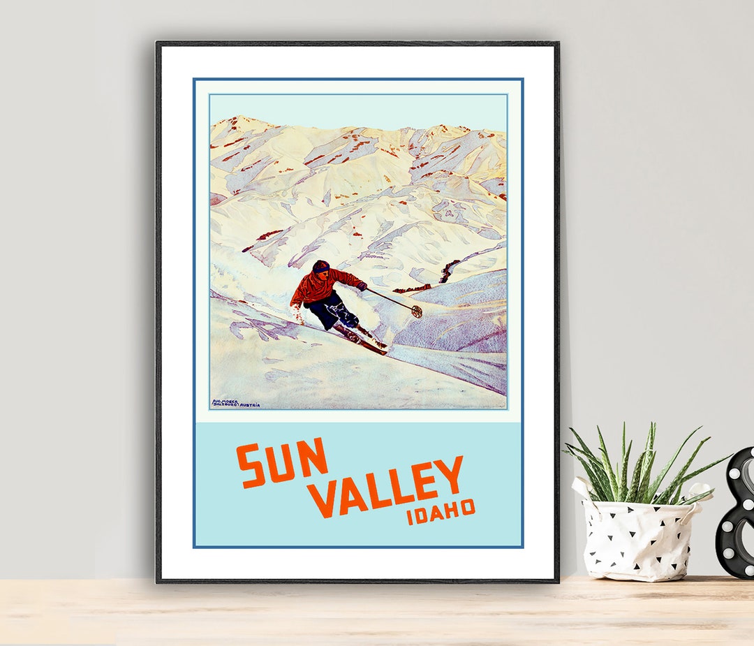 Sun Valley Idaho Vintage Skiing Travel Poster Poster Paper or Canvas ...