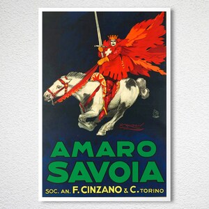Amaro Savoia Cinzano Torino Vintage Food&drink Poster by Achille Mauzan ...