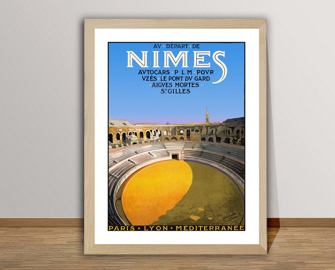 Nimes France Vintage Travel Poster: Arena Design - Etsy