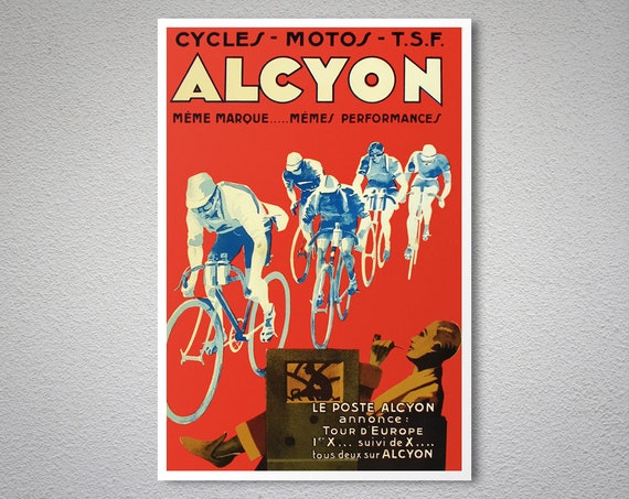Cycles Motos Alcyon Vintage Bicycle Poster Poster Paper | Etsy