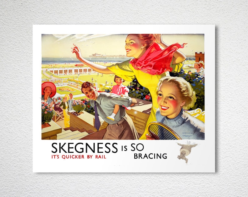 Skegness England Vintage Travel Poster: Bracing Seaside Decor - Etsy