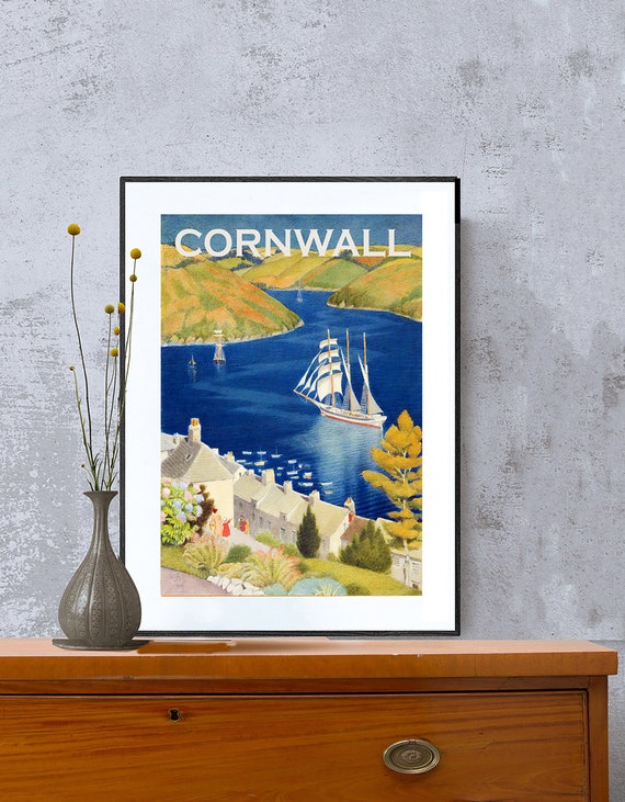 Cornwall England Vintage Travel Poster Poster Paper | Etsy
