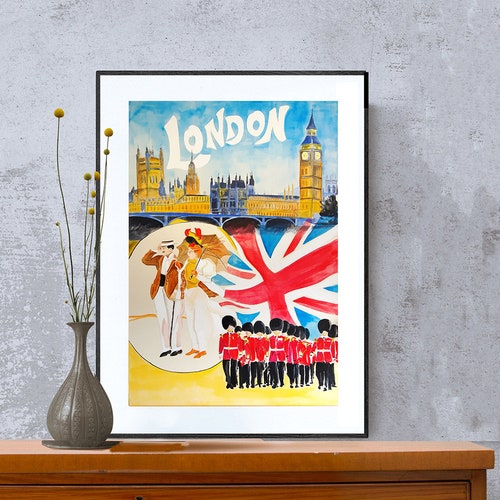 London England Vintage Travel Poster Poster Paper Sticker | Etsy
