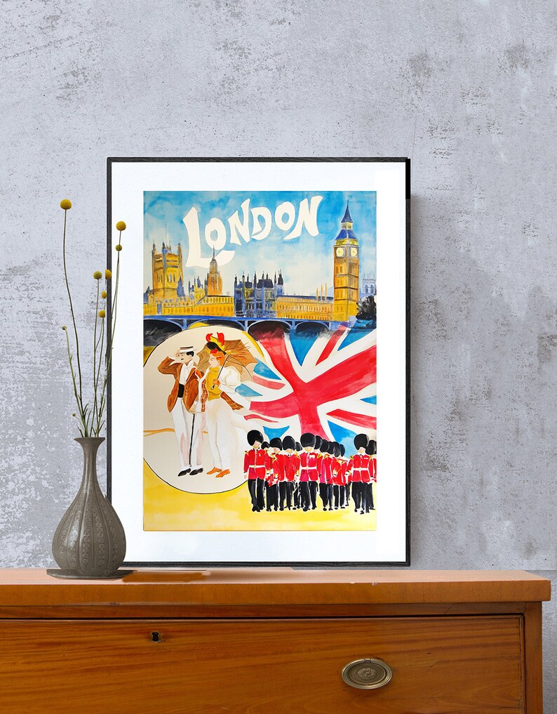 London England Vintage Travel Poster Poster Paper Sticker | Etsy