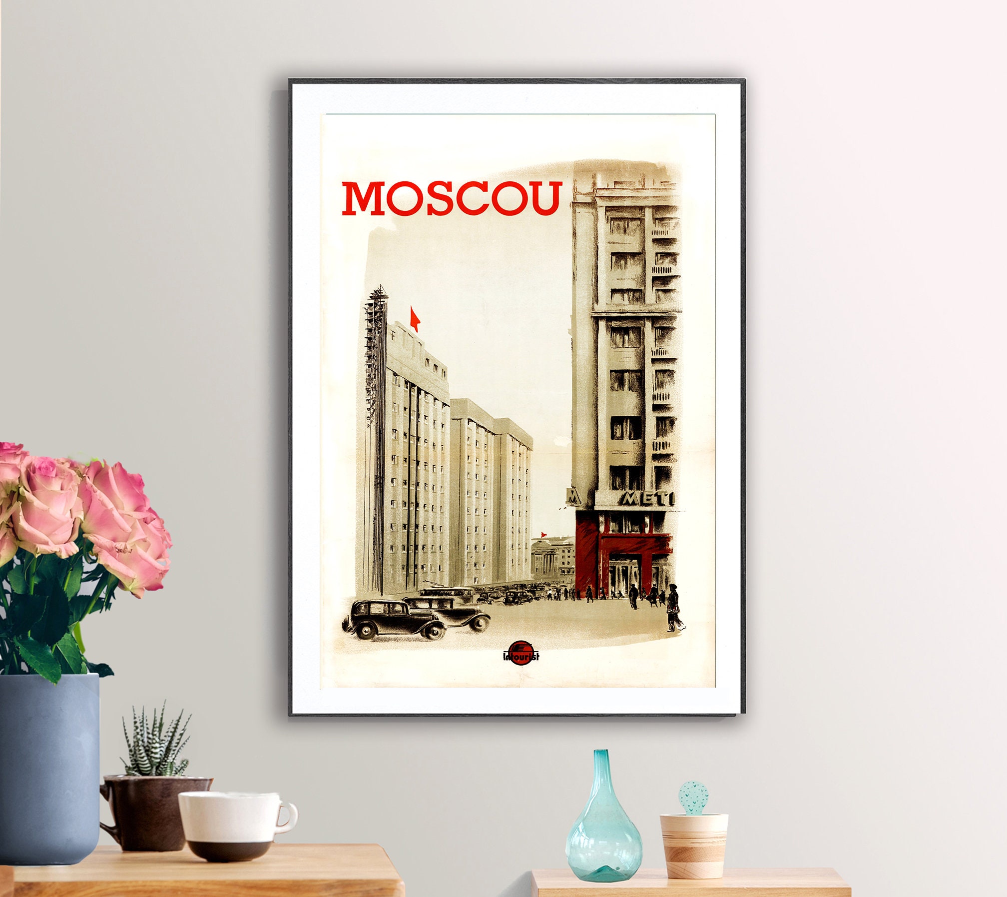 Moscow Moscou Russia Vintage Travel Poster Poster Paper | Etsy