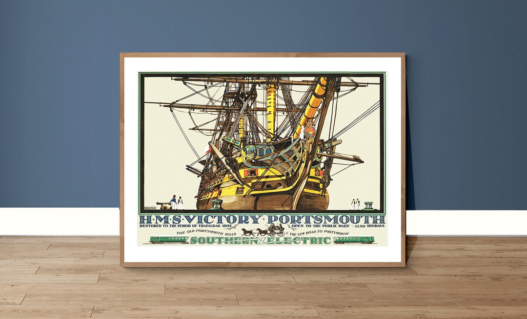 Vintage HMS Victory Portsmouth Travel Poster - England Wall Art - Etsy