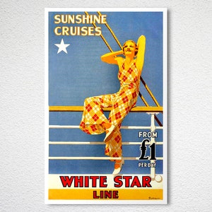 White Star Line, Sunshine Cruises Vintage Travel Poster - Poster Paper ...