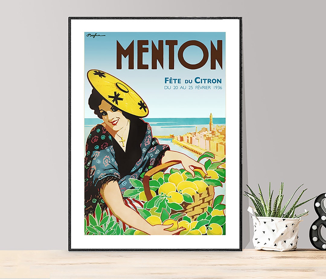 Menton Fete Du Citron France Vintage Travel Poster Poster Paper or ...