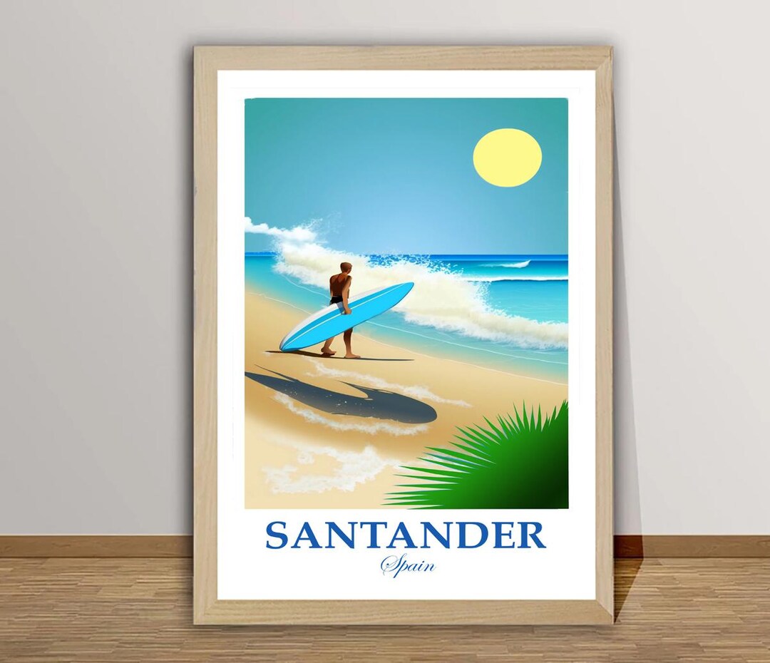 Santander Spain Travel Poster: Vintage Style Art Print - Etsy