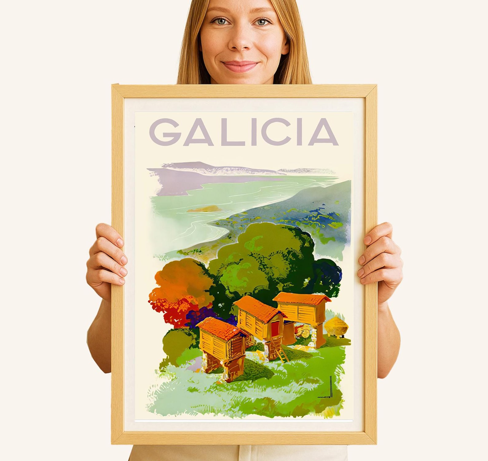 Galicia Spain Vintage Travel Poster: Coastal Landscape Art Print - Etsy